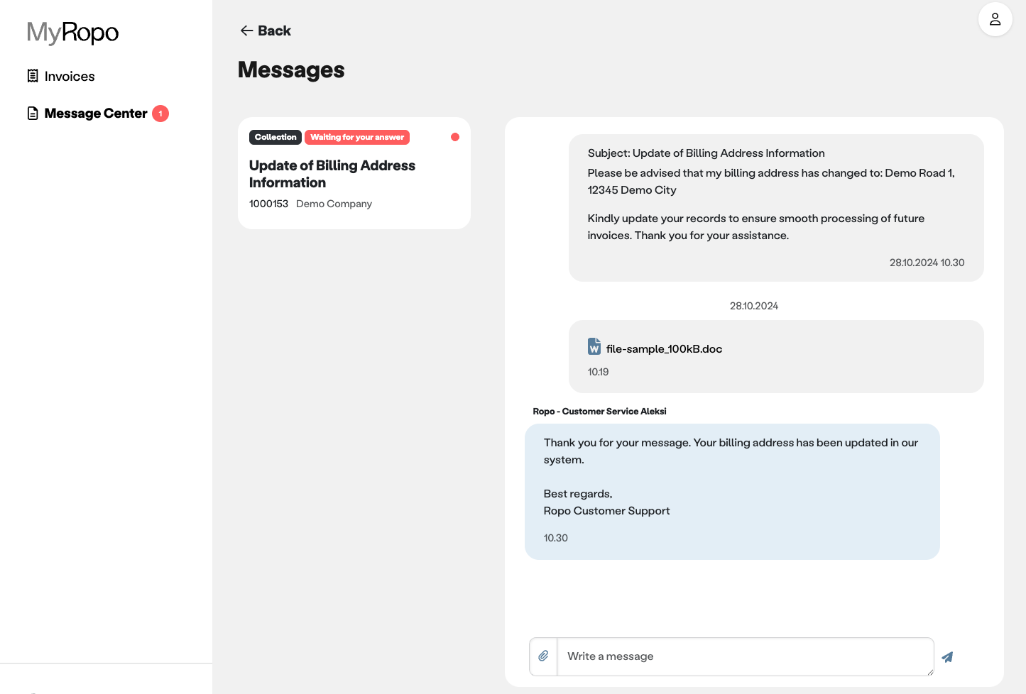 MyRopo Message Center: all payment-related messages and services in one ...